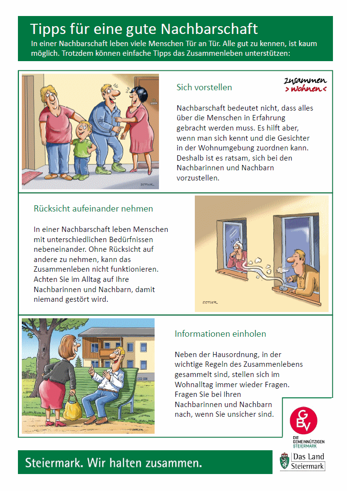 Tipps für eine gute Nachbarschaft - Zusammenwohnen - Land Steiermark